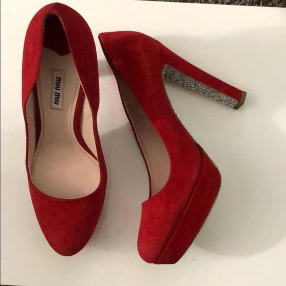 Miu Miu | Shoes | Authentic Miu Miu Beautiful Suede Red Shoes | Poshmark
